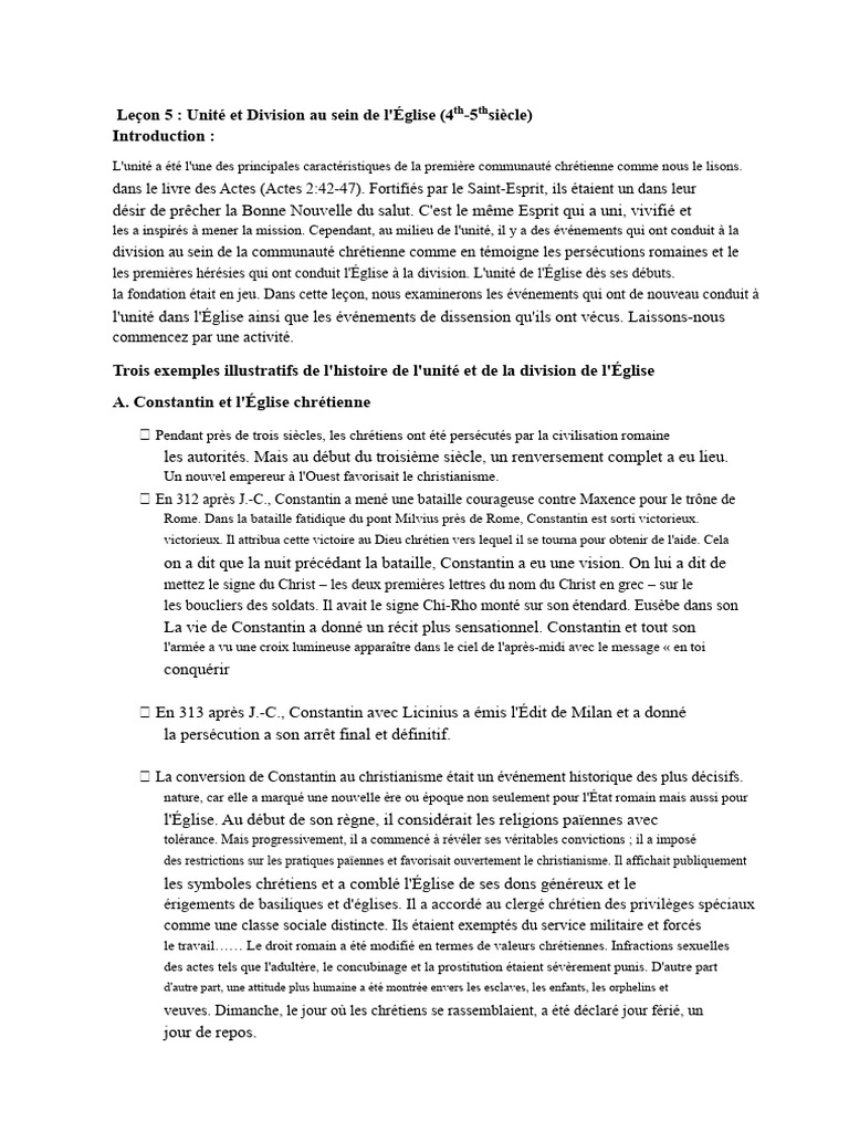 Unité et Division de l'Église (IV-V siècle) | PDF | Constantin Ier ...