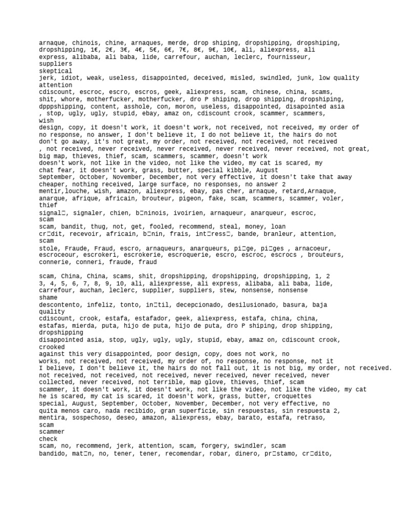 Proposing A List of Words To Block For Your FB Page | PDF | Retailing ...