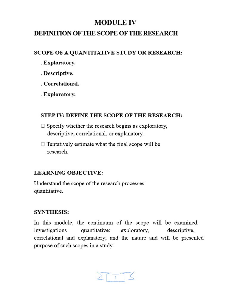 Defining Quantitative Research Scope | PDF | Quantitative Research ...