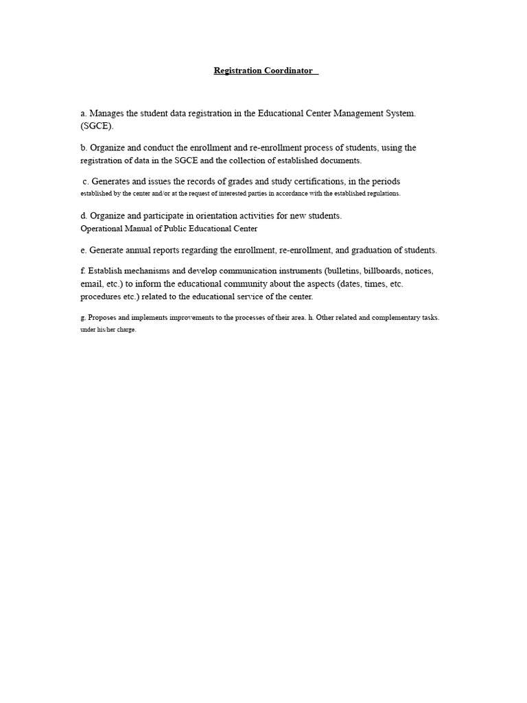 Registration Coordinator Profile | PDF