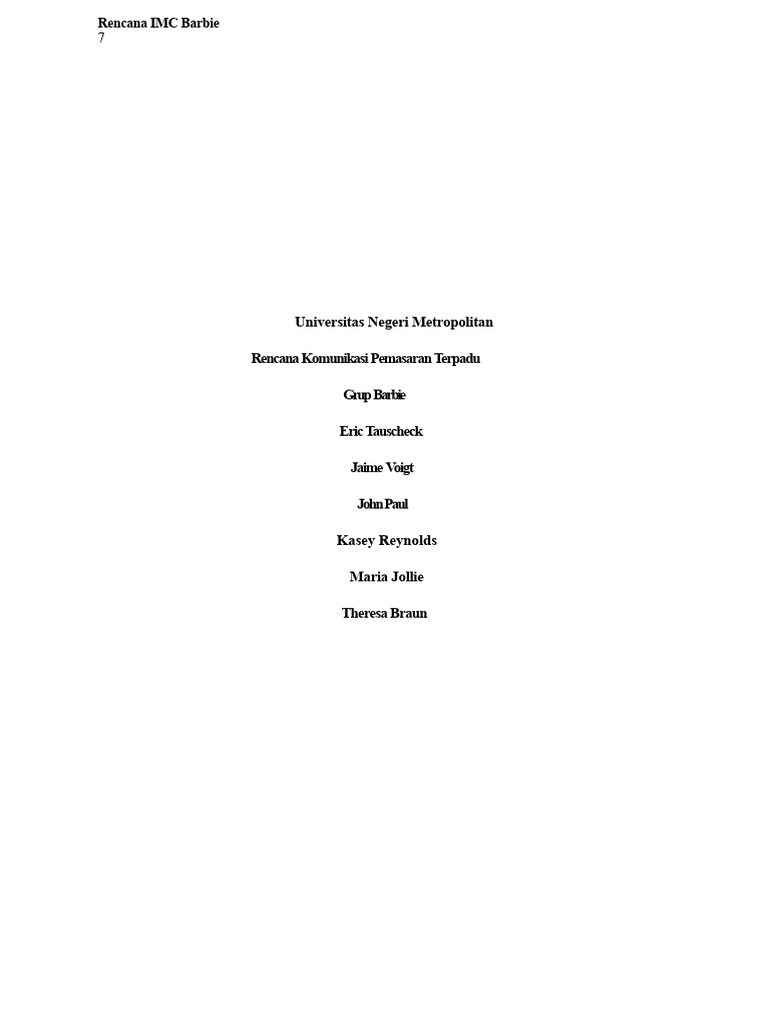 Rencana IMC Strategis untuk Barbie | PDF