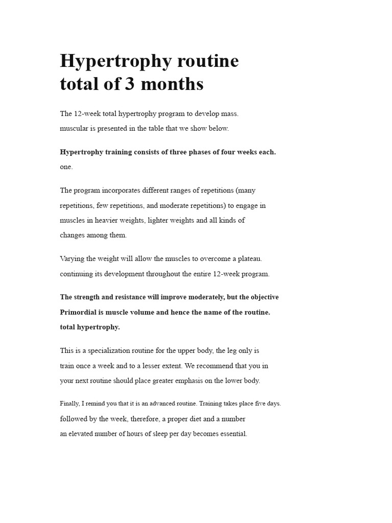 12-Week Total Hypertrophy Program | PDF | Strength Training | Muscle ...