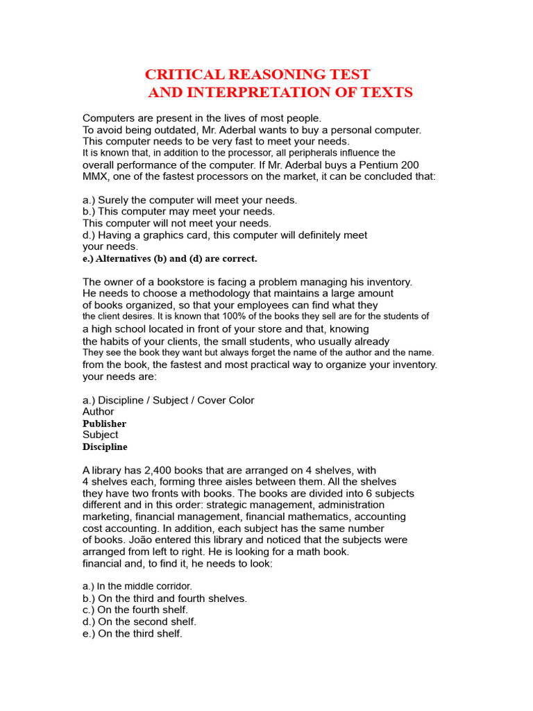 Critical Reasoning Test Questions | PDF | Crimes | Crime & Violence