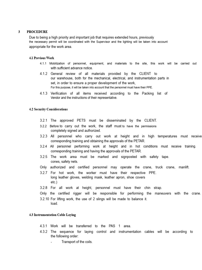 Cable Laying and Safety Procedures | PDF | Crane (Machine) | Personal ...
