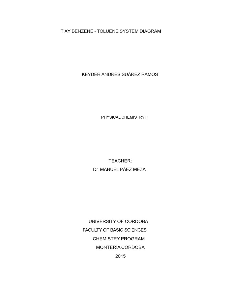 T Vs XY Diagram of A Benzene System | PDF | Phase Diagram | Physical ...