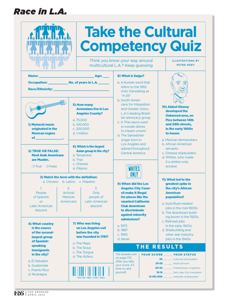 Cultural Competency Quiz | PDF | Los Angeles | Race And Ethnicity In ...