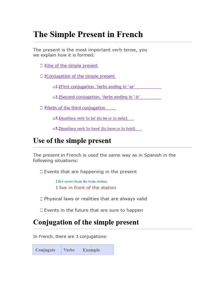 Understanding French Simple Present | PDF | French Conjugation ...