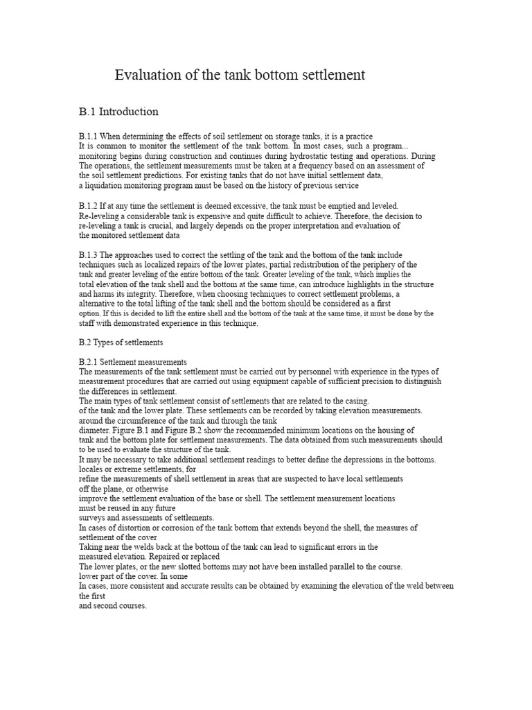 Evaluation of The Tank Bottom Settlement | PDF | Evaluation | Tanks