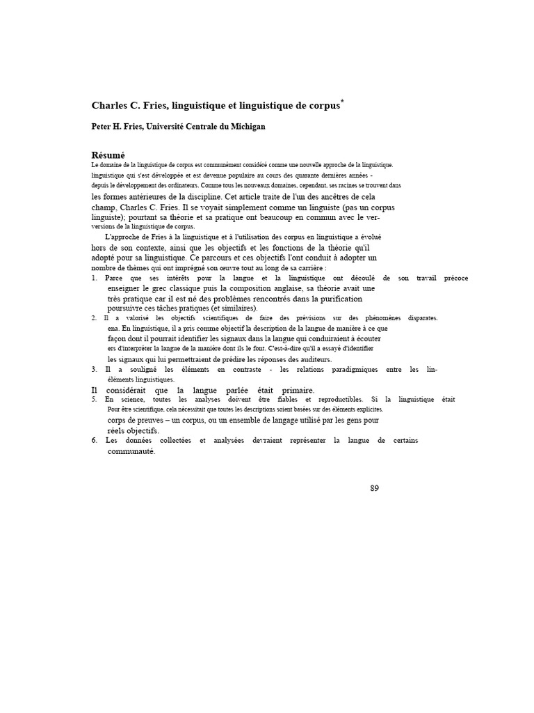 Héritage de Charles C. Fries en linguistique | PDF | Linguistique ...