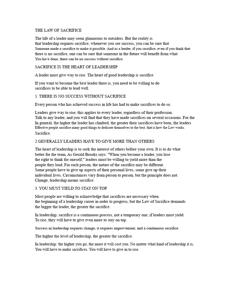 The Heart of Leadership: Sacrifice | PDF | Social Psychology