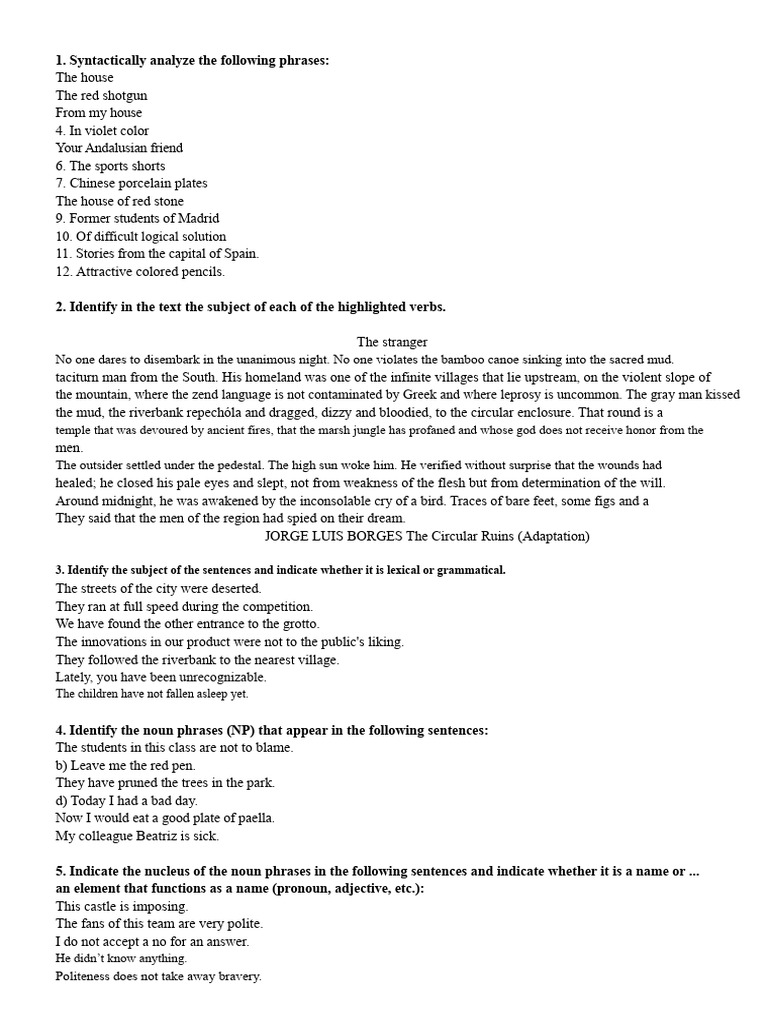 Syntagmas Exercises 2nd Year of Compulsory Secondary Education | PDF ...