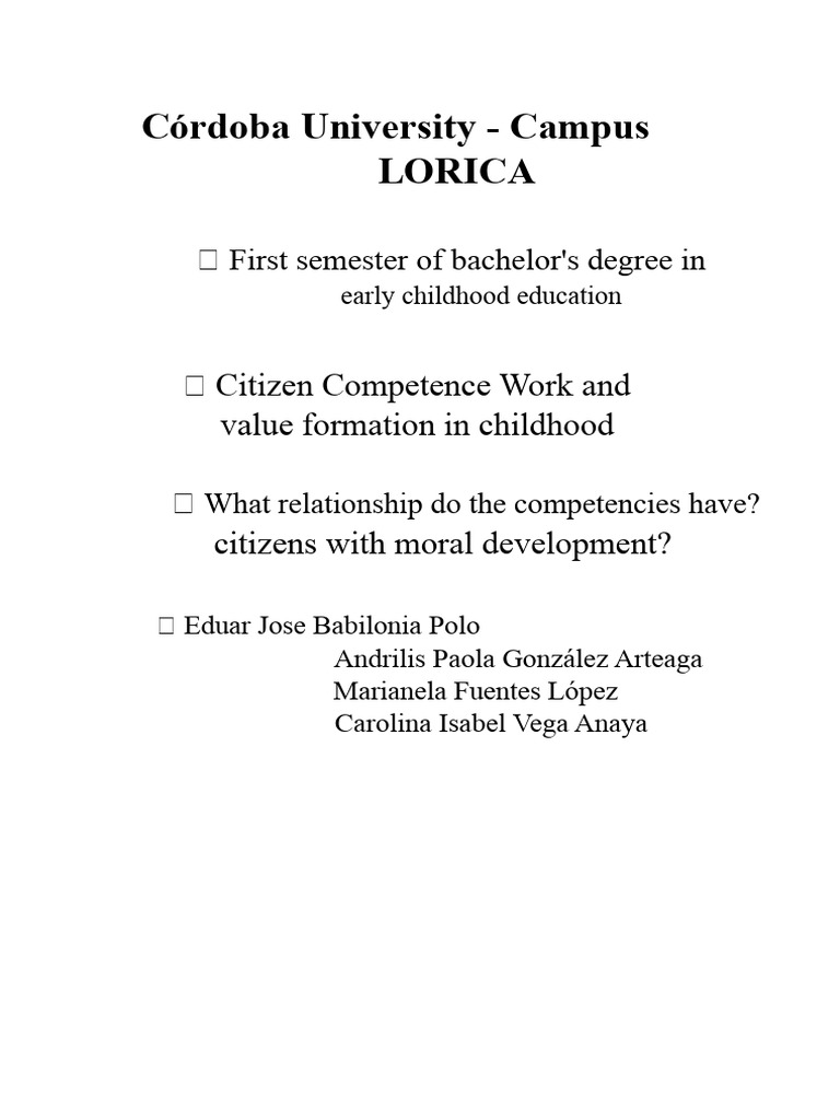 Civic Competence and Moral Development | PDF