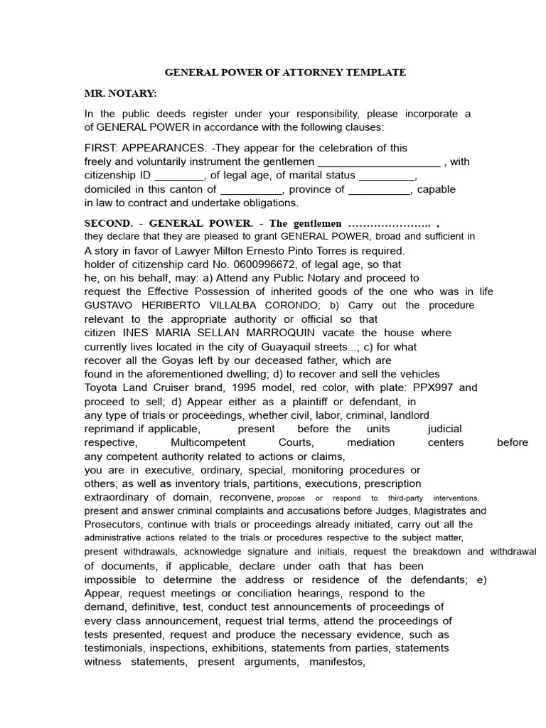 Model of General Power of Attorney | PDF | Trials | Justice