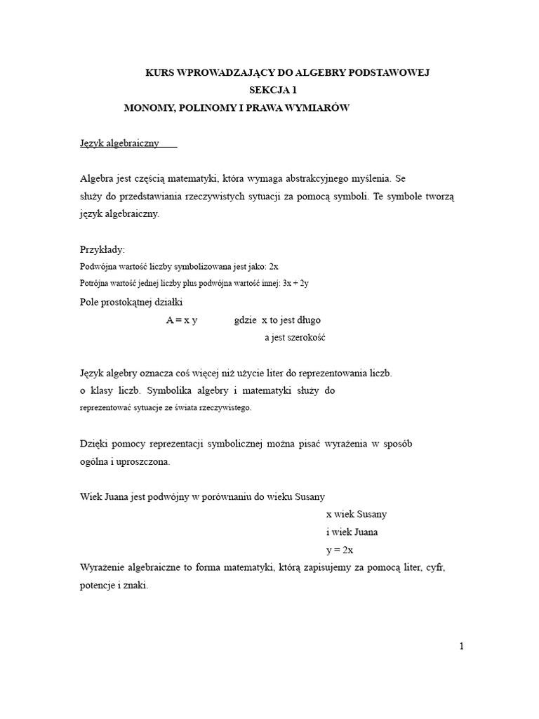 Monomy I Polinomy | PDF