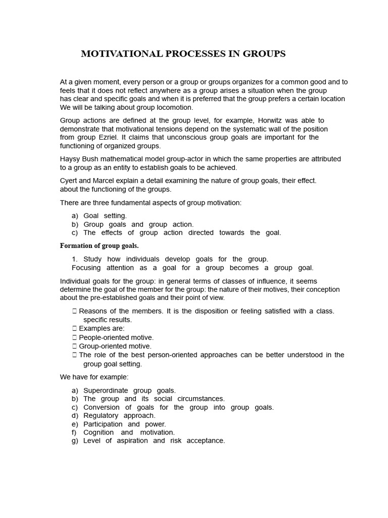 Group Motivation and Goal Setting Insights | PDF | Motivational ...