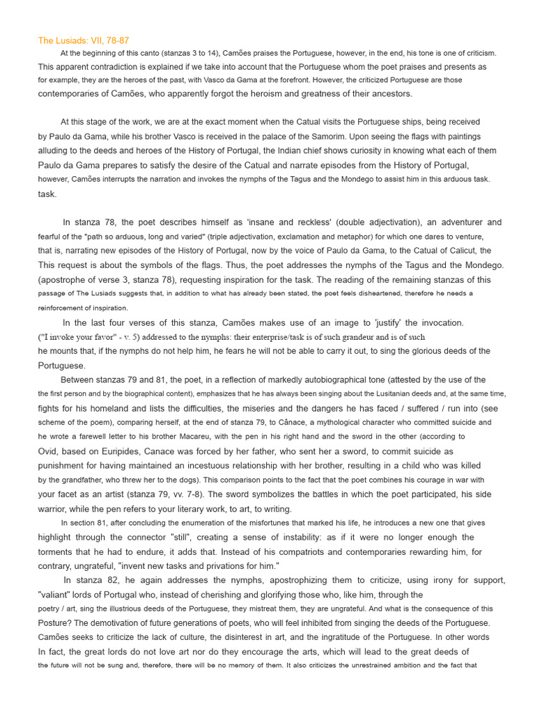 The Lusiads - canto VII 78-87 | PDF