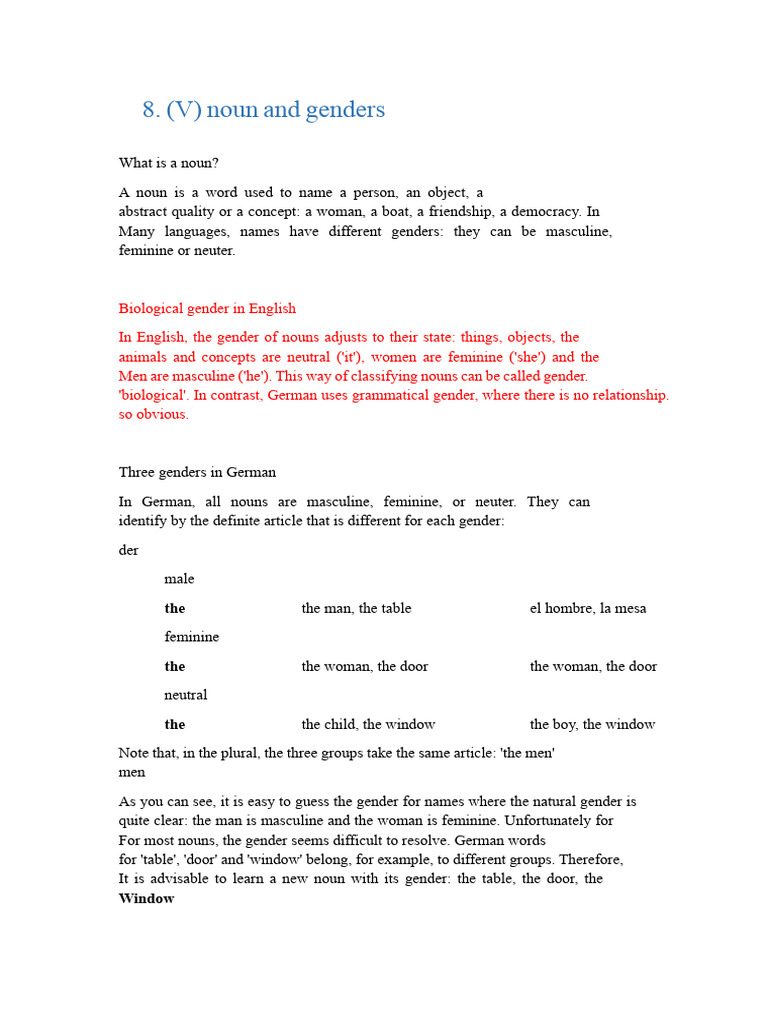 Nouns and Plurals in German | PDF | Grammatical Gender | Plural