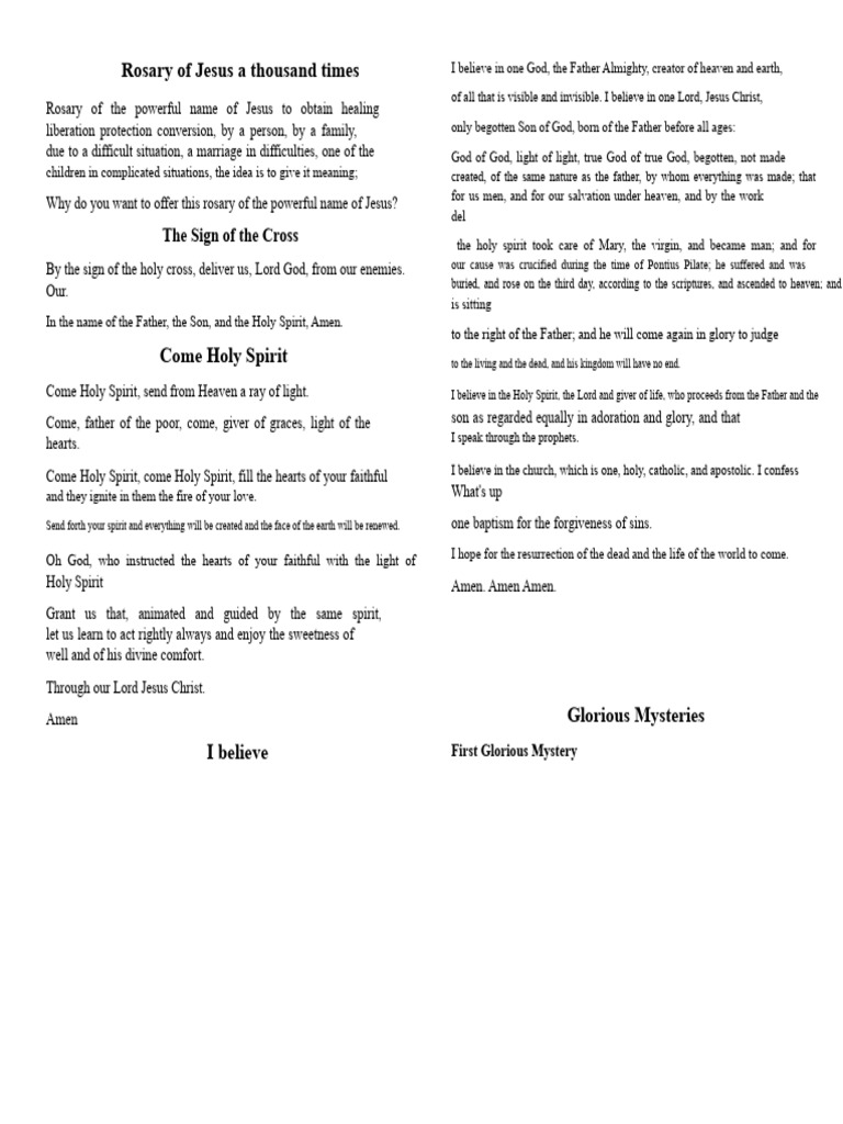Prayer A Thousand Times Jesus | PDF | God The Father | God In Christianity