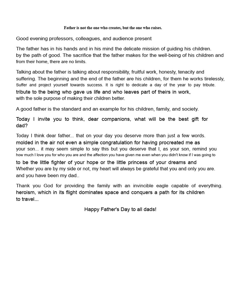 Father's Day Speech | PDF