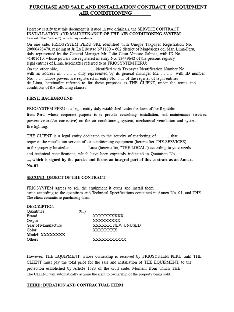 Air Conditioning Equipment Contract | PDF | Arbitration | Common Law