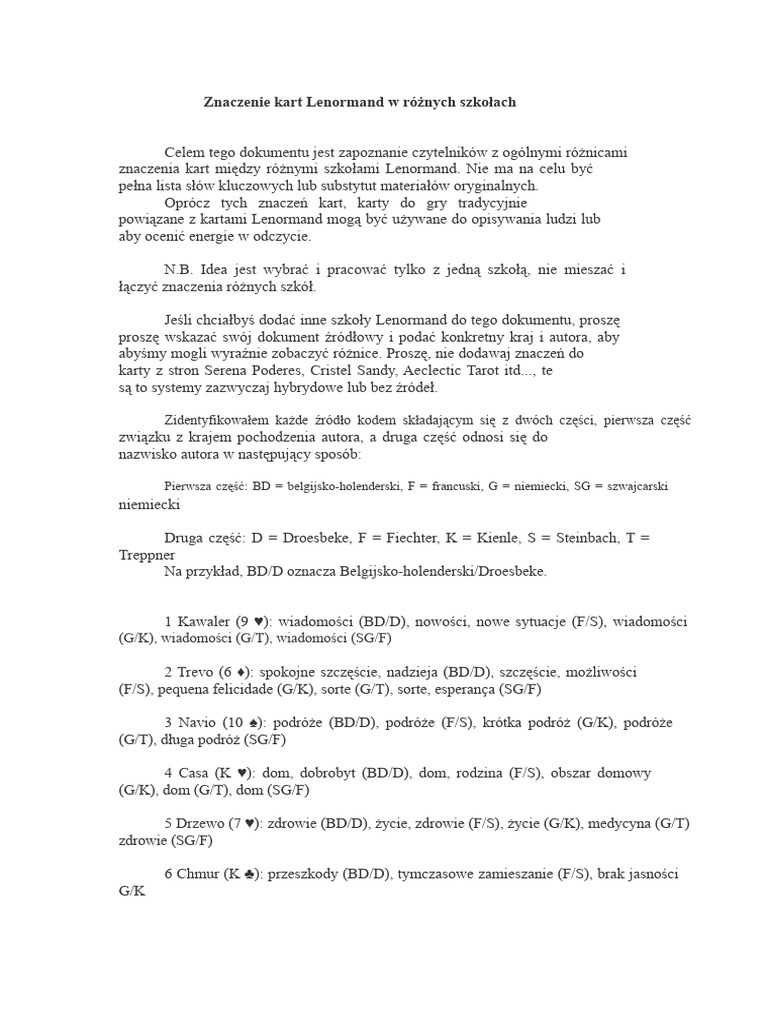 Talizman Petit Lenormand - Teoria I Praktyka | PDF