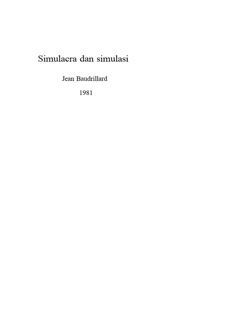 Simulacra Dan Simulasi - Jean Baudrillard | PDF