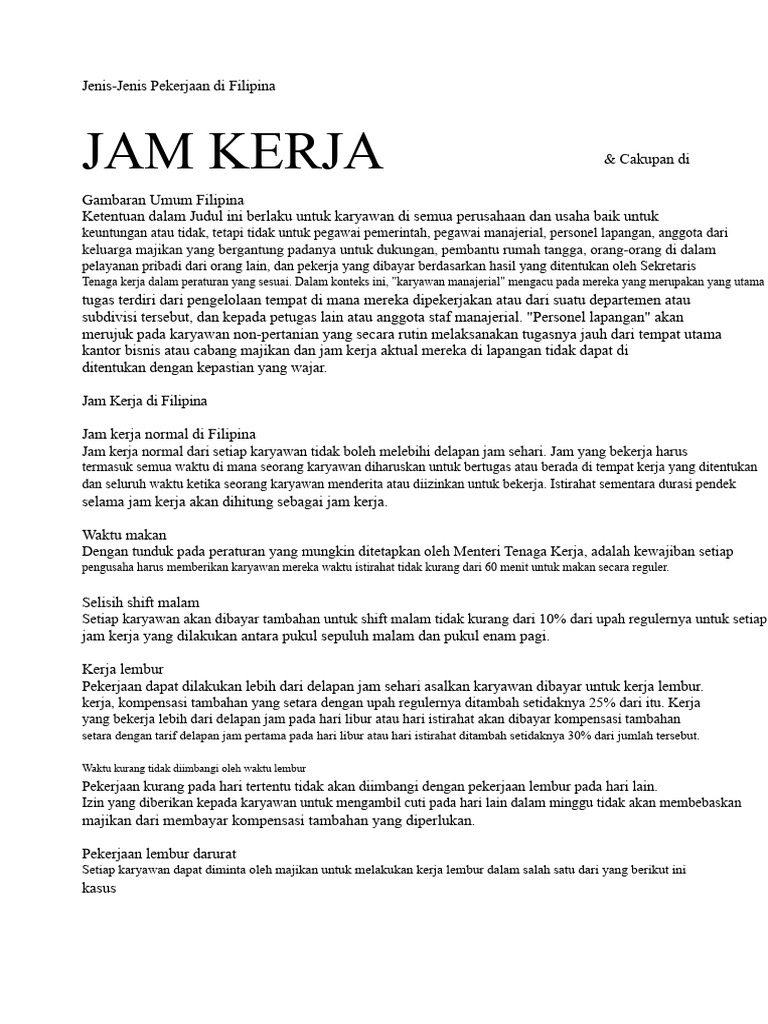 JAM KERJA - Odt | PDF