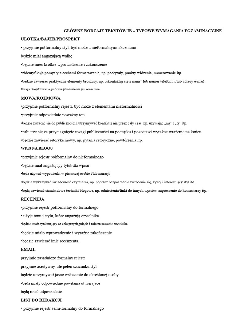 Ib Typy Tekstów | PDF