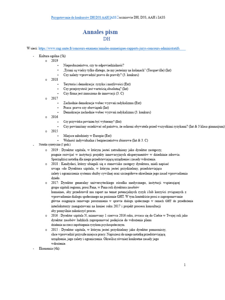 Annales Écrits DH d3s Aah Iass | PDF