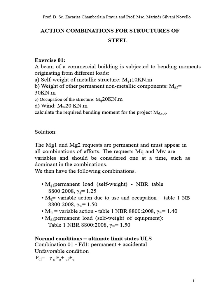 Bending Moment Combinations for Steel Structures | PDF | Mechanics ...