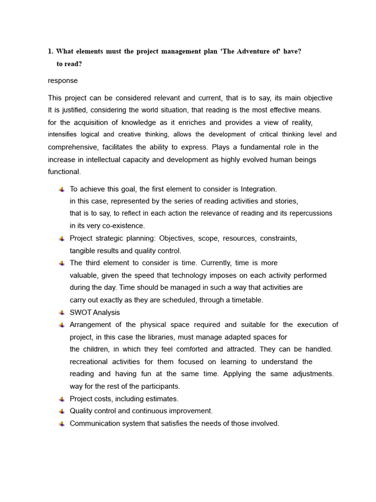 What Elements Should The Project Management Plan Include? | PDF ...