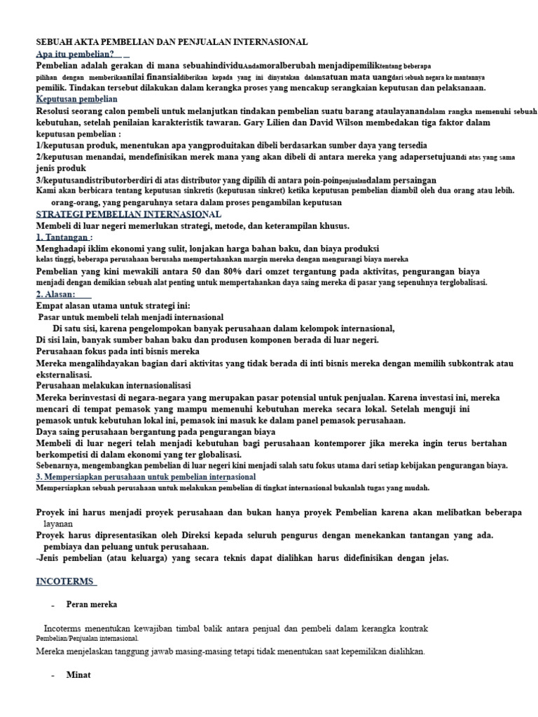 Pembelian Dan Penjualan Internasional | PDF