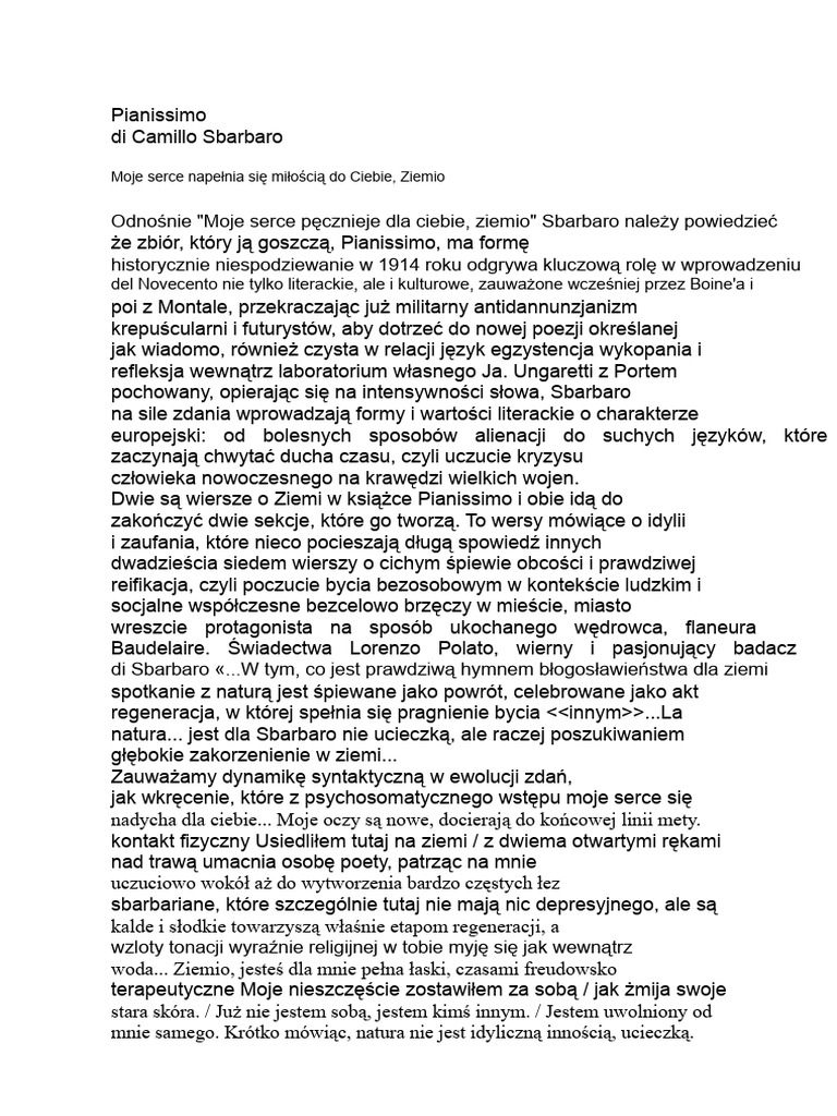 Sbarbaro Pianissimo | PDF