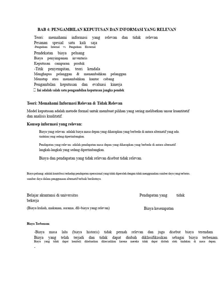 Keputusan Bisnis: Informasi Relevan dan Analisis | PDF