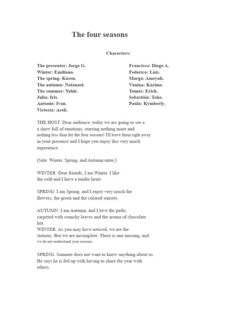 Script The Four Seasons | PDF