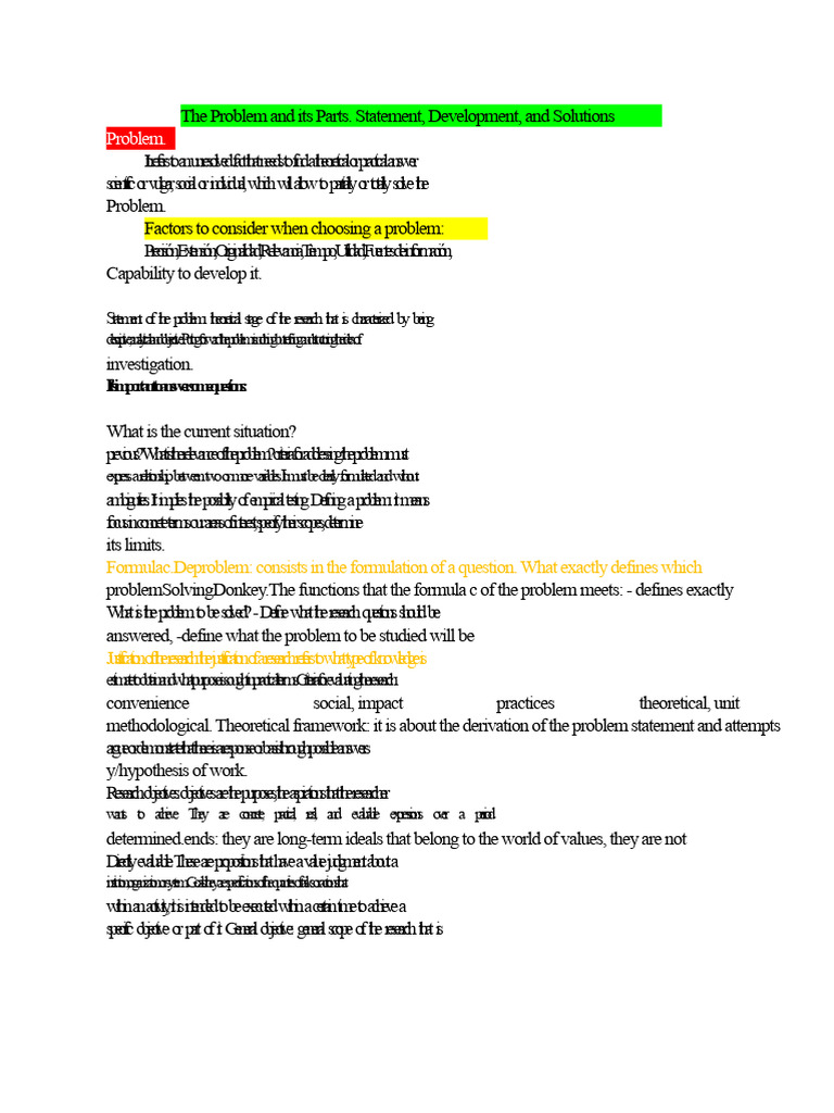 Synthesis. The Problem and Its Parts. Statement, Development and ...