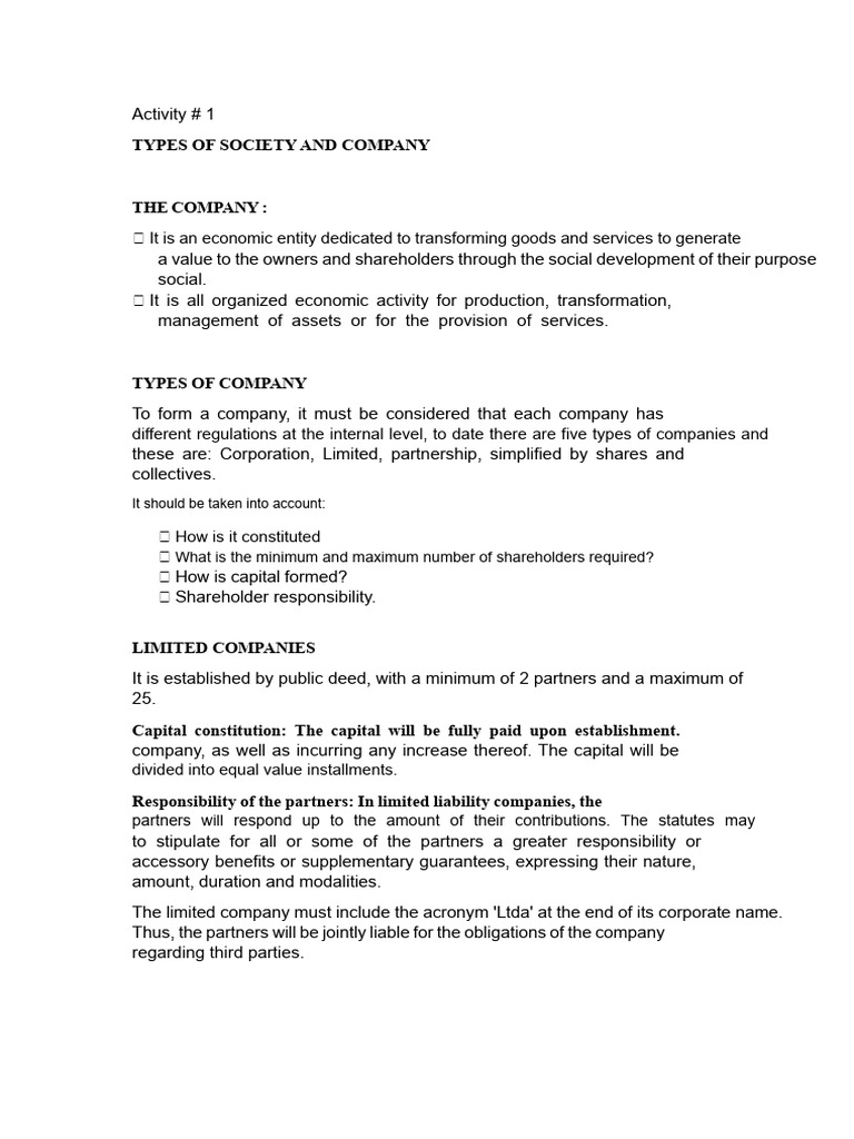 Types of Companies Explained | PDF | Partnership | Joint Stock Company