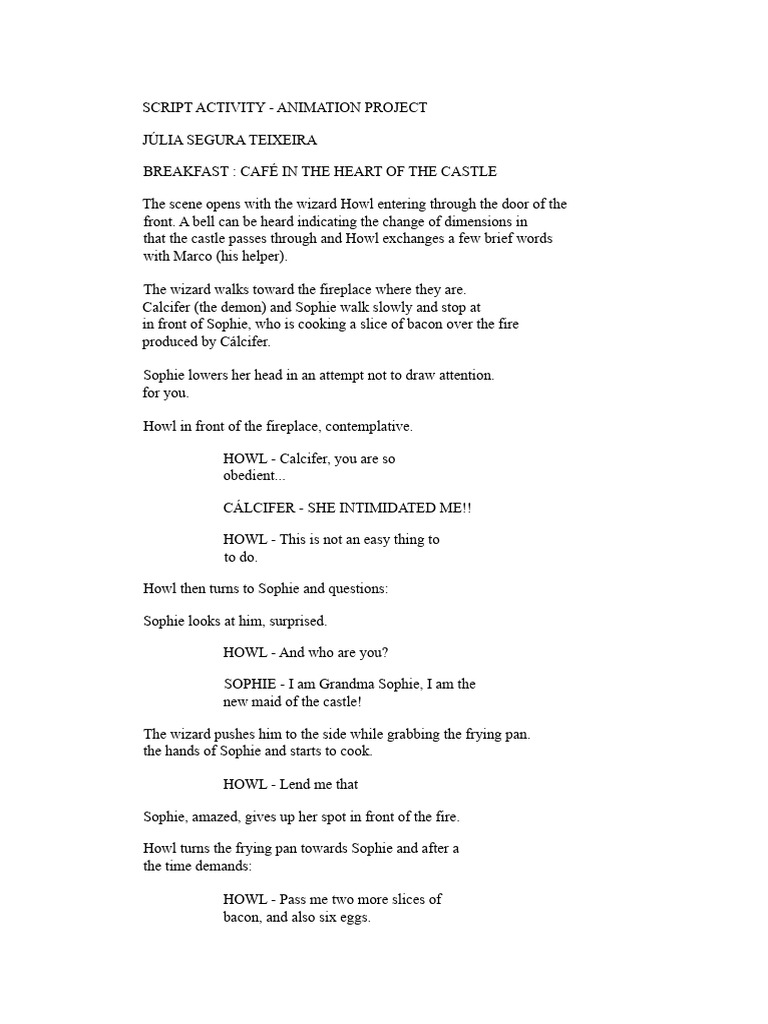 Individual Script - Howl's Moving Castle | PDF