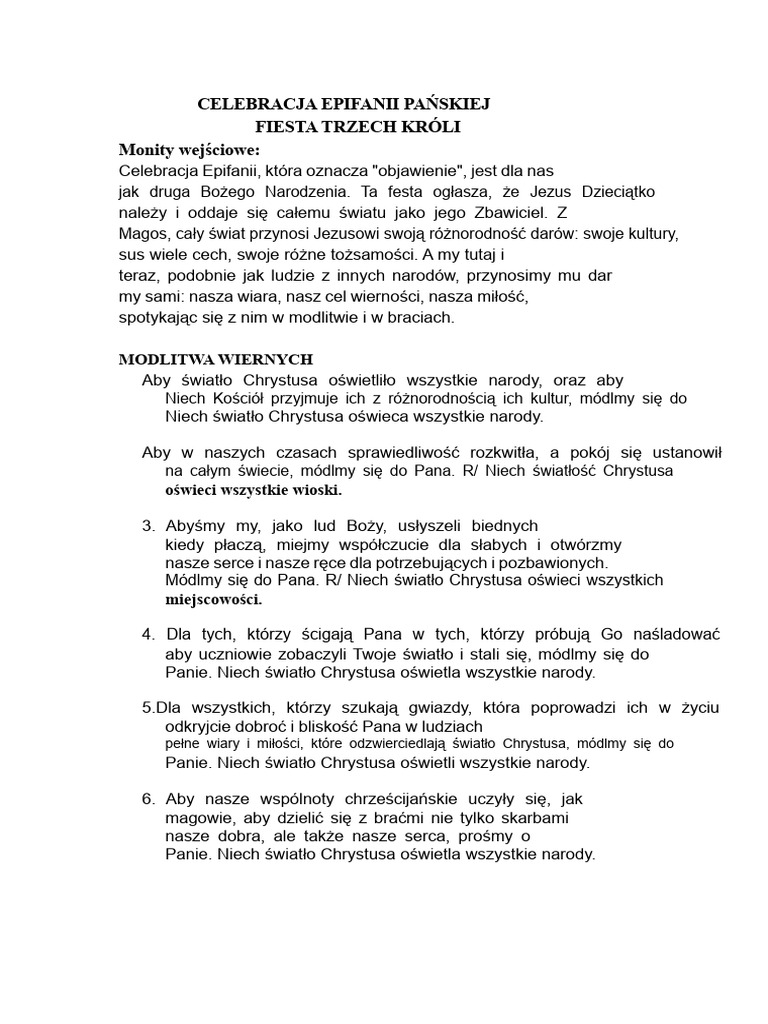 Celebracja Epifanii Pańskiej | PDF