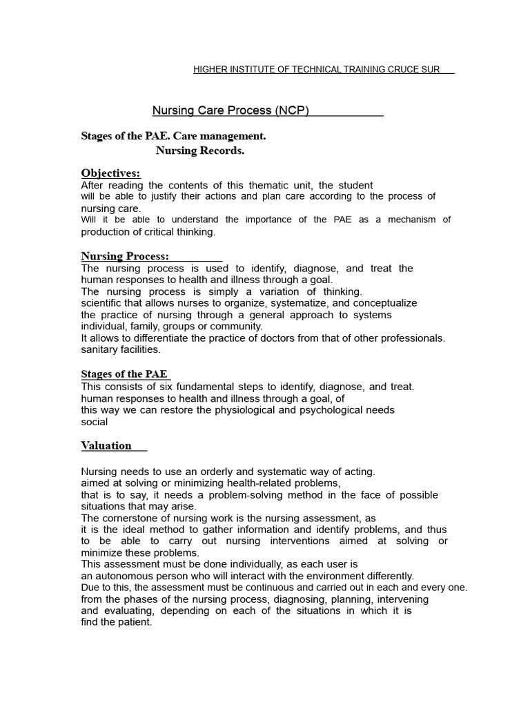 Nursing Care Process and Assessment Guide | PDF | Nursing | Medical ...