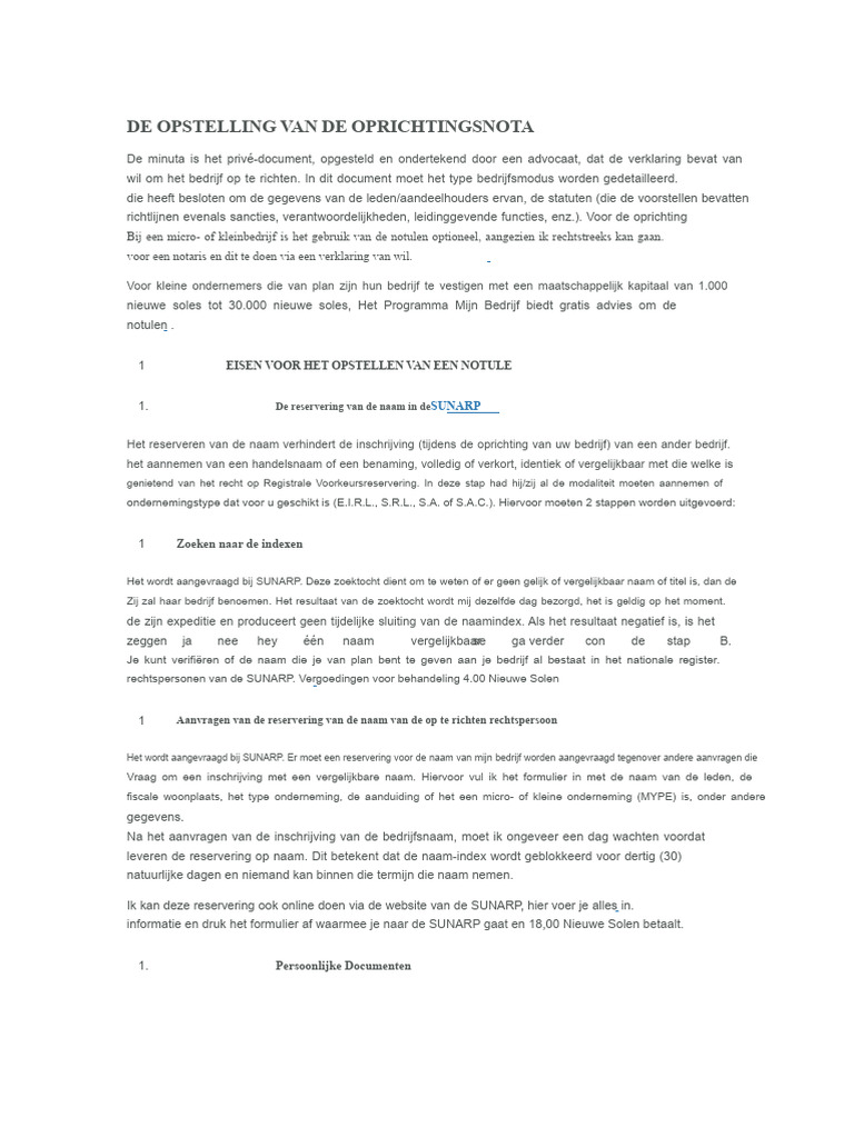 Opstellen Van de Oprichtingsakte | PDF