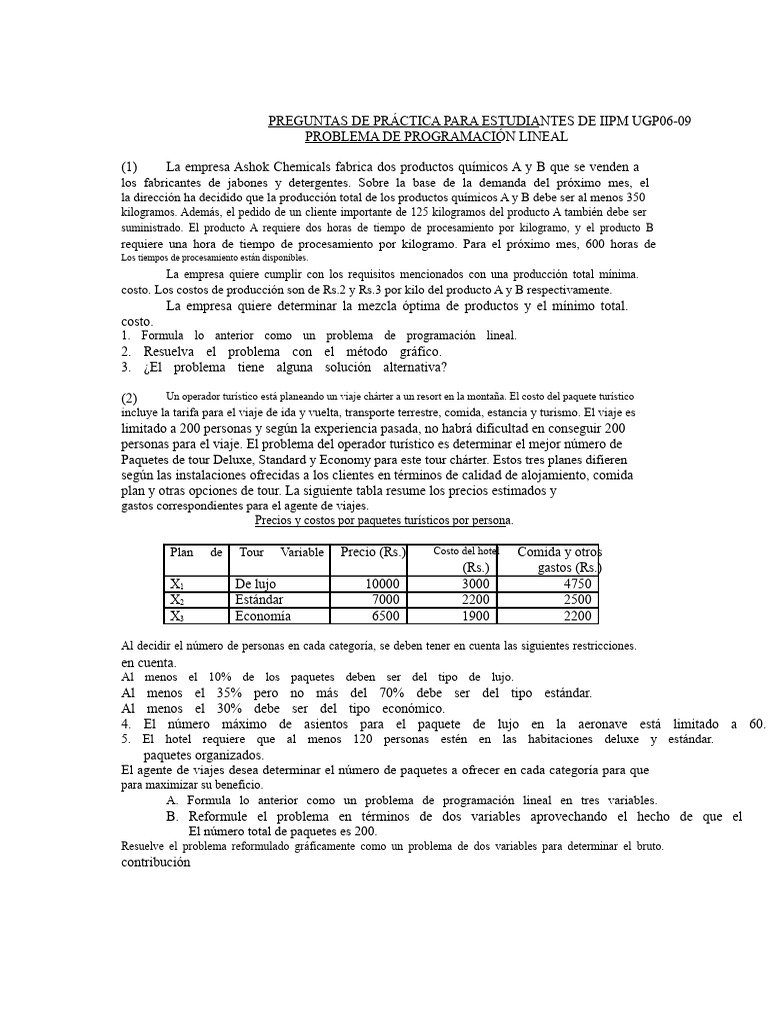 Preguntas de Práctica para LPP | PDF | Programación lineal