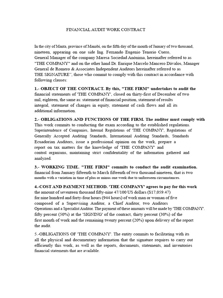 Financial Audit Employment Contract | PDF | Audit | Business