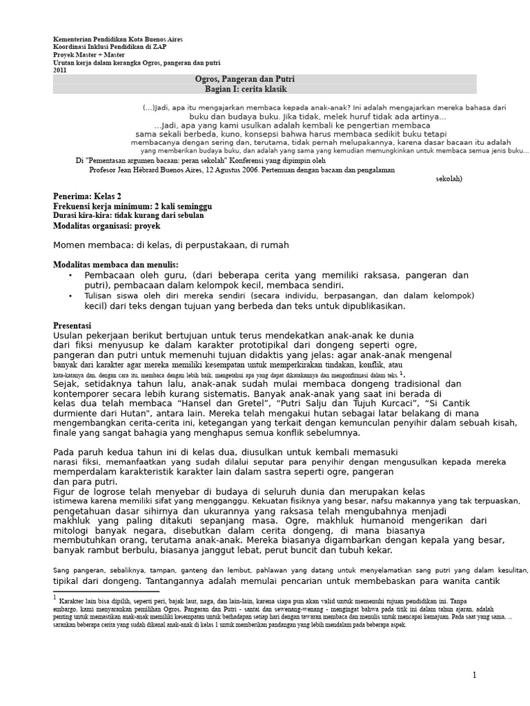 Proyek-Ogros, Pangeran Dan Putri - Kelas 2 | PDF