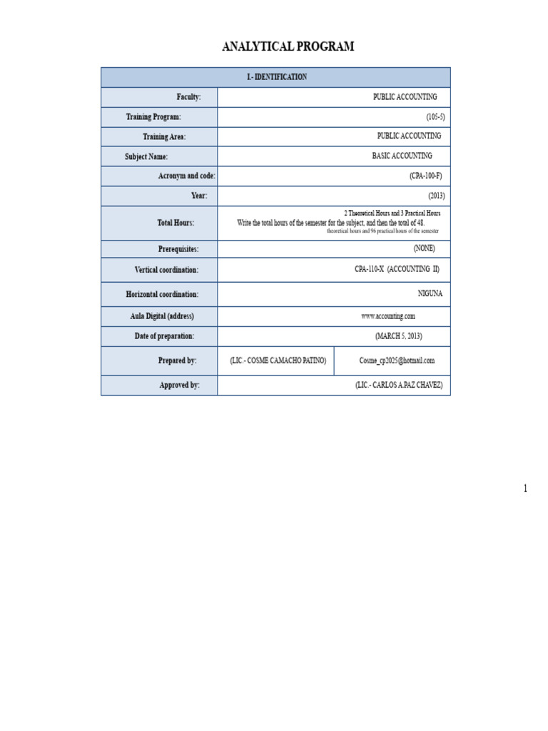 ANALYTICAL PROGRAM MODEL Cosme Camacho Patino CPA-100-F 20-10-2021 ...