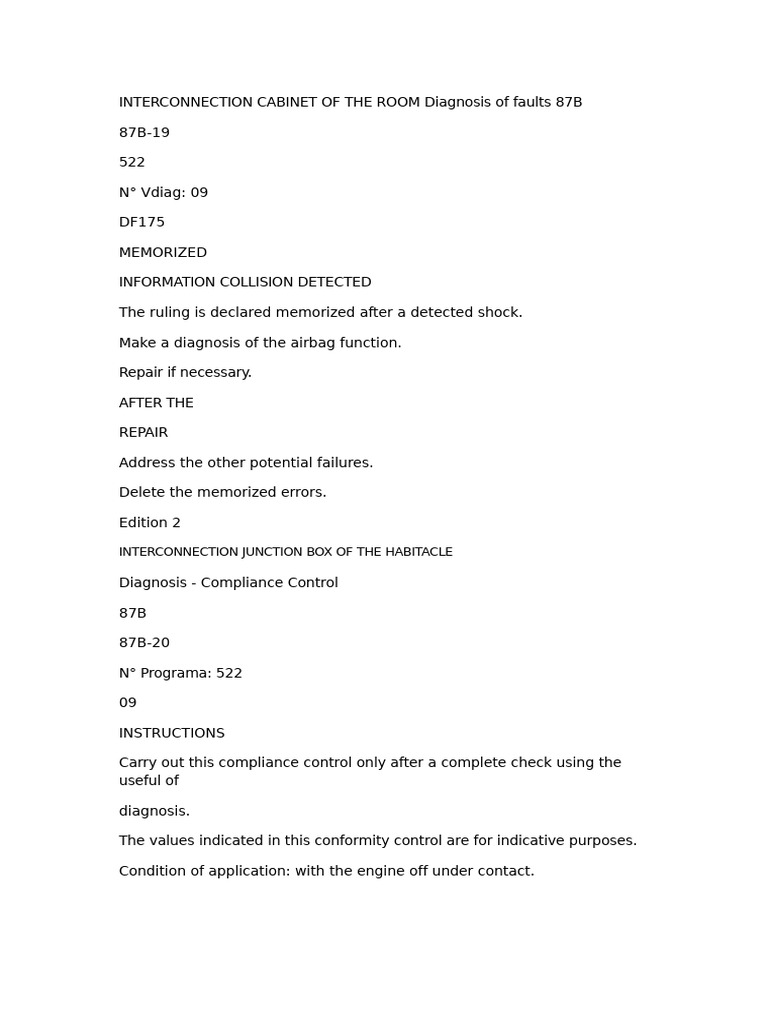 Cabin Interconnection Box Fault Diagnosis 87b | PDF