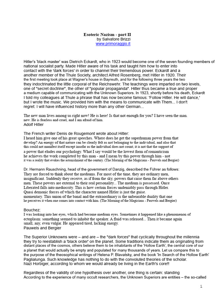 Esoteric Influences on Nazism | PDF | Plane (Esotericism) | Western ...
