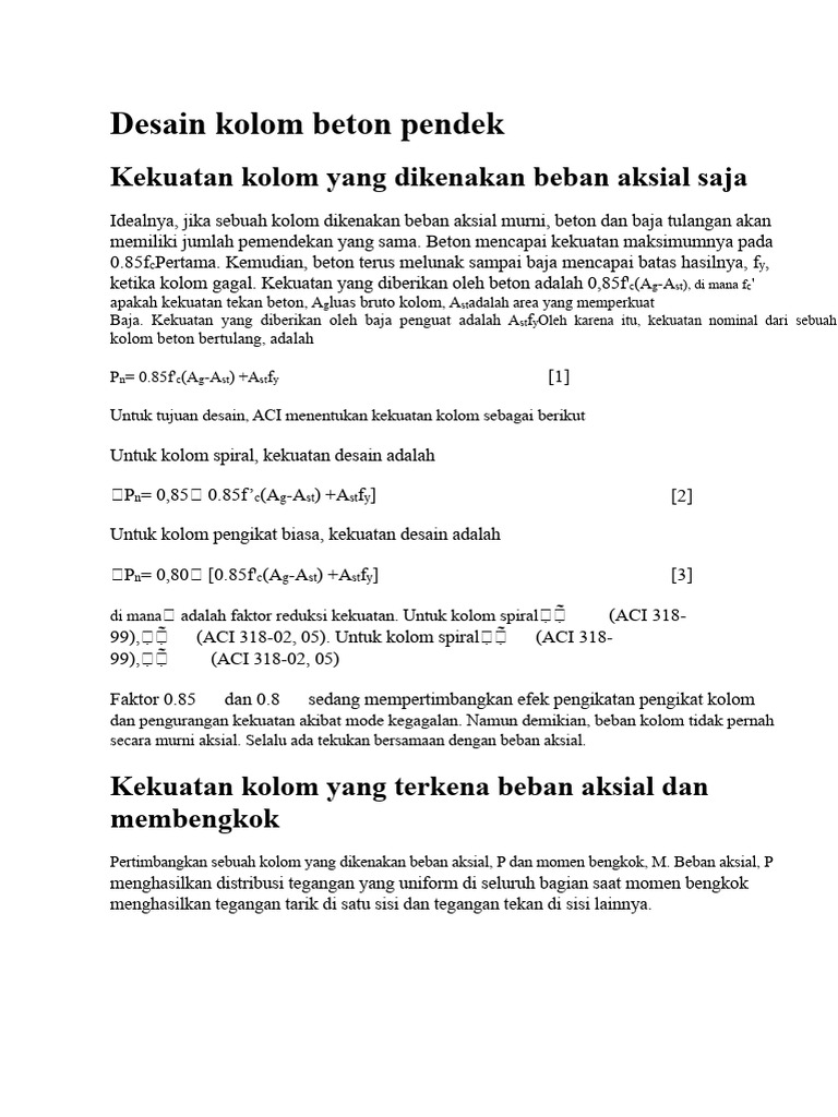Desain Kolom Pendek | PDF