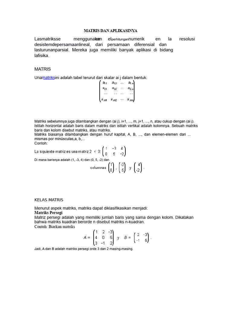 Matriks Dan Aplikasinya | PDF