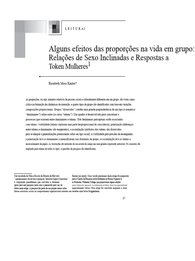 Efeitos das Proporções em Grupos Sociais | PDF | Status social | Sociologia
